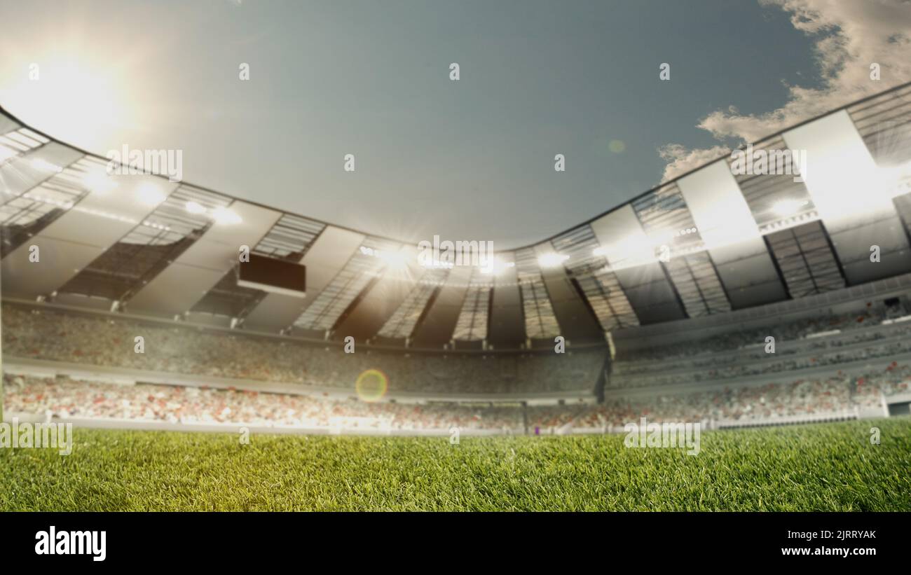 Opening season of games. Wide angle view of soccer football filed ...