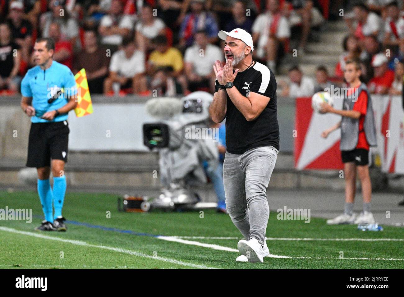 Prague, Czech Republic. 25th Aug, 2022. Slavia head coach Jindrich ...