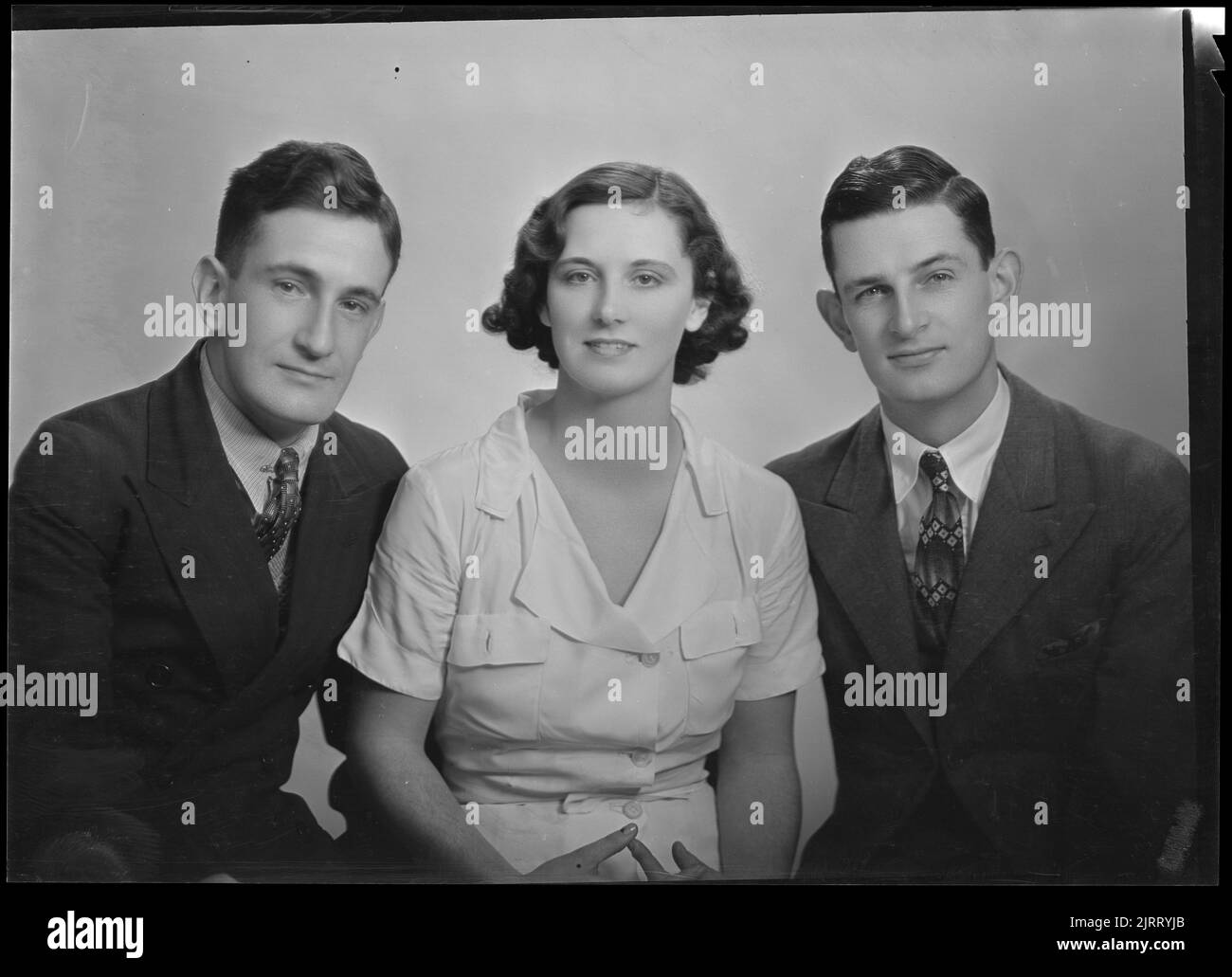 Miss S MacDiarmid and brothers, 1936, Wellington, by Spencer Digby ...