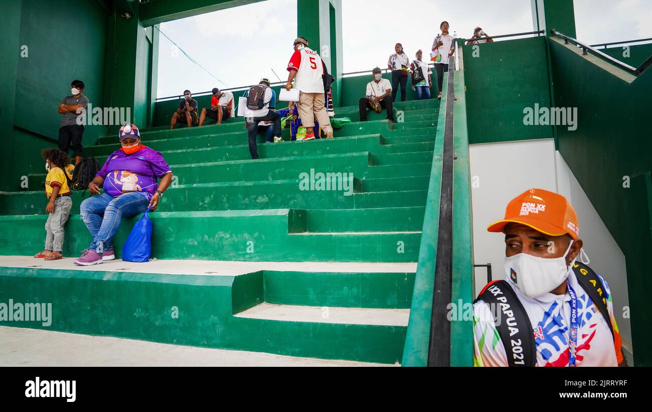 Some Papuan children play while wearing masks to prevent transmission ...