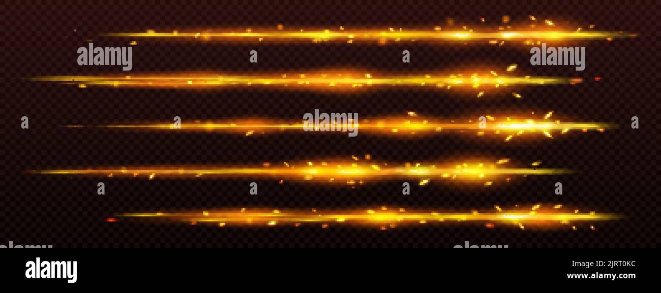 Fire trails with sparks, abstract bright glow lines. Vector realistic ...