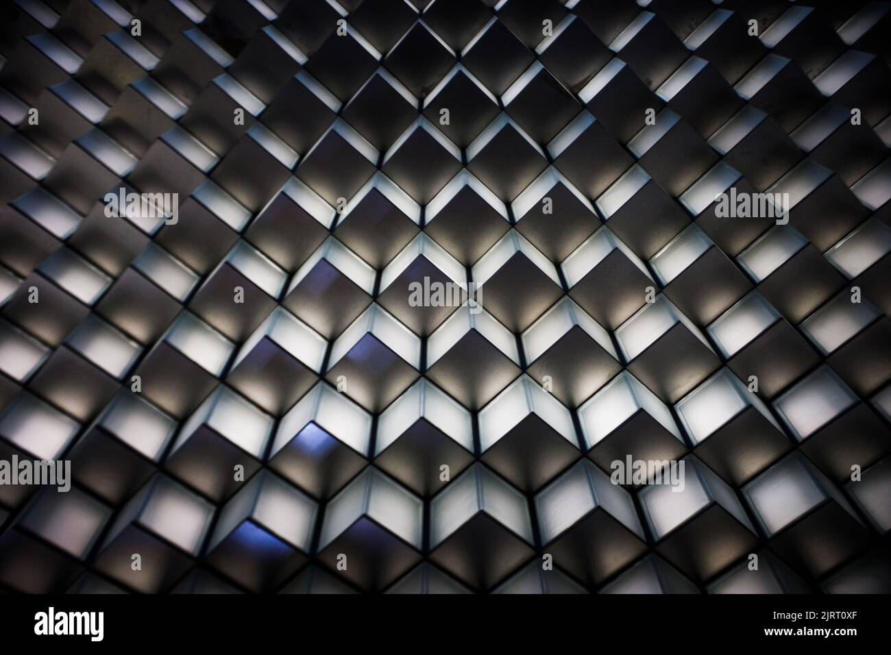 An abstract glass wall with cubes radiating lights Stock Photo - Alamy