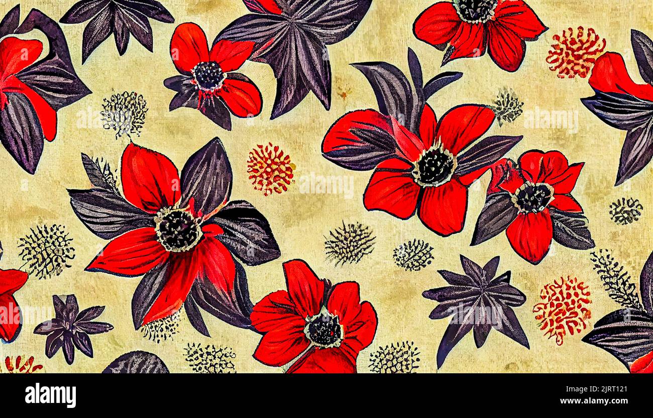 3D illustration Liberty Flower Pattern Floral Background Design For ...