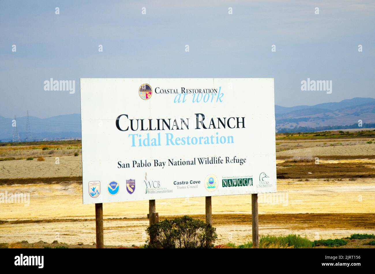 A big white sign for Cullinan Ranch Tidal Restoration in California ...