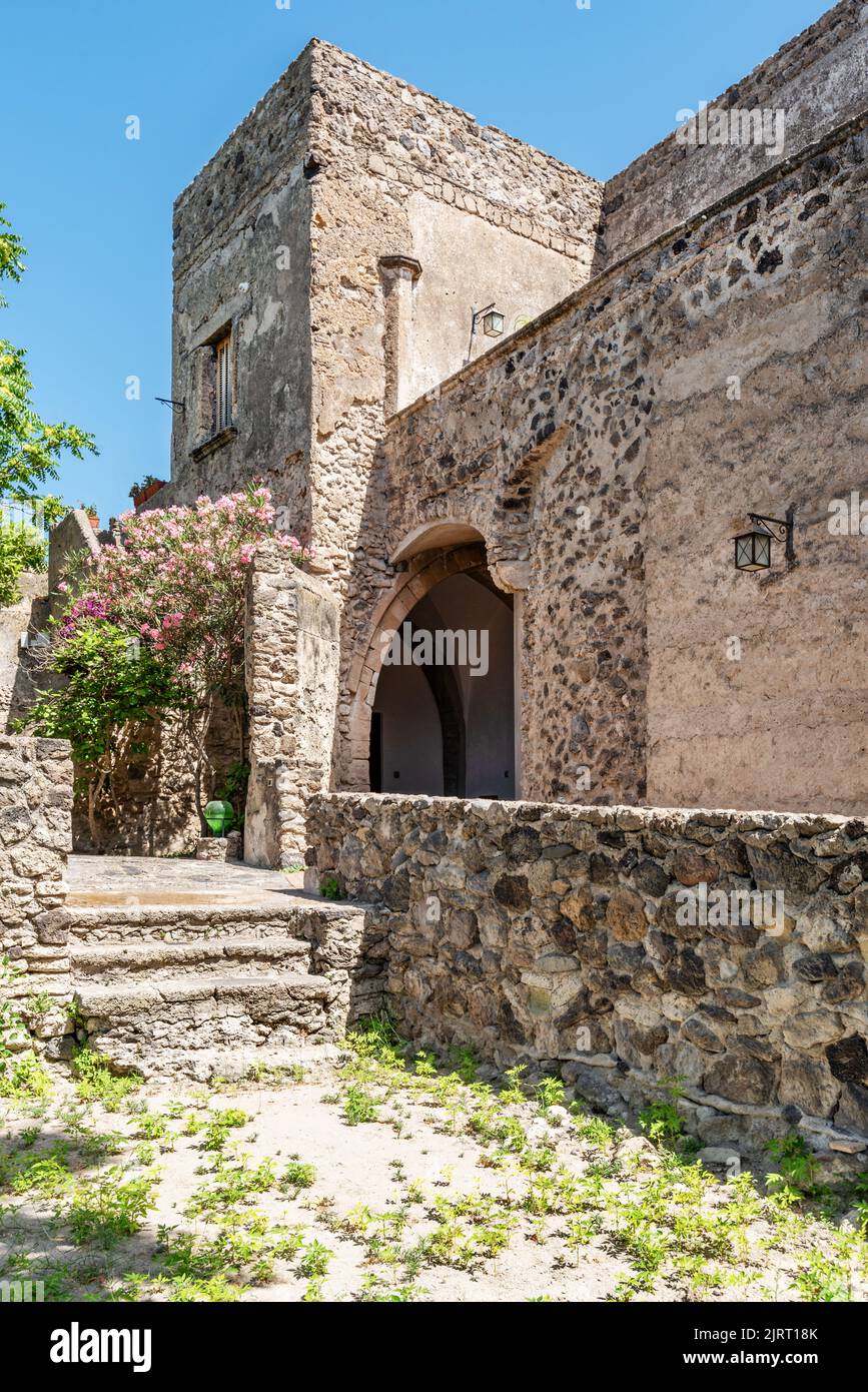 An ancient manor inside the Aragonese castle on the Island of Ischia ...