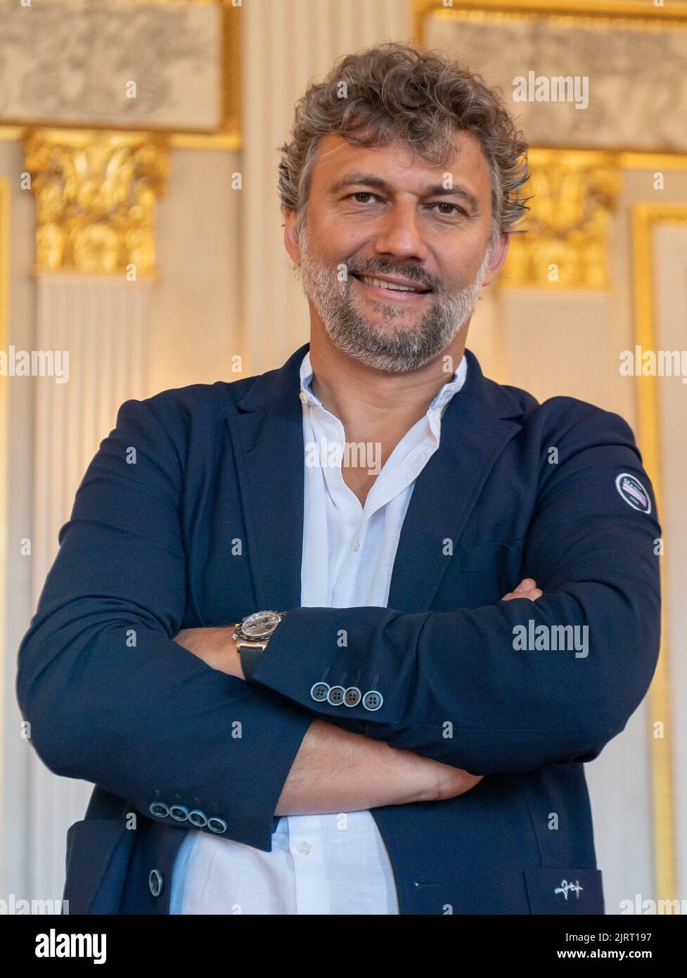 Munich, Germany. 19th Sep, 2019. Jonas Kaufmann, opera singer, stands before an interview about ...