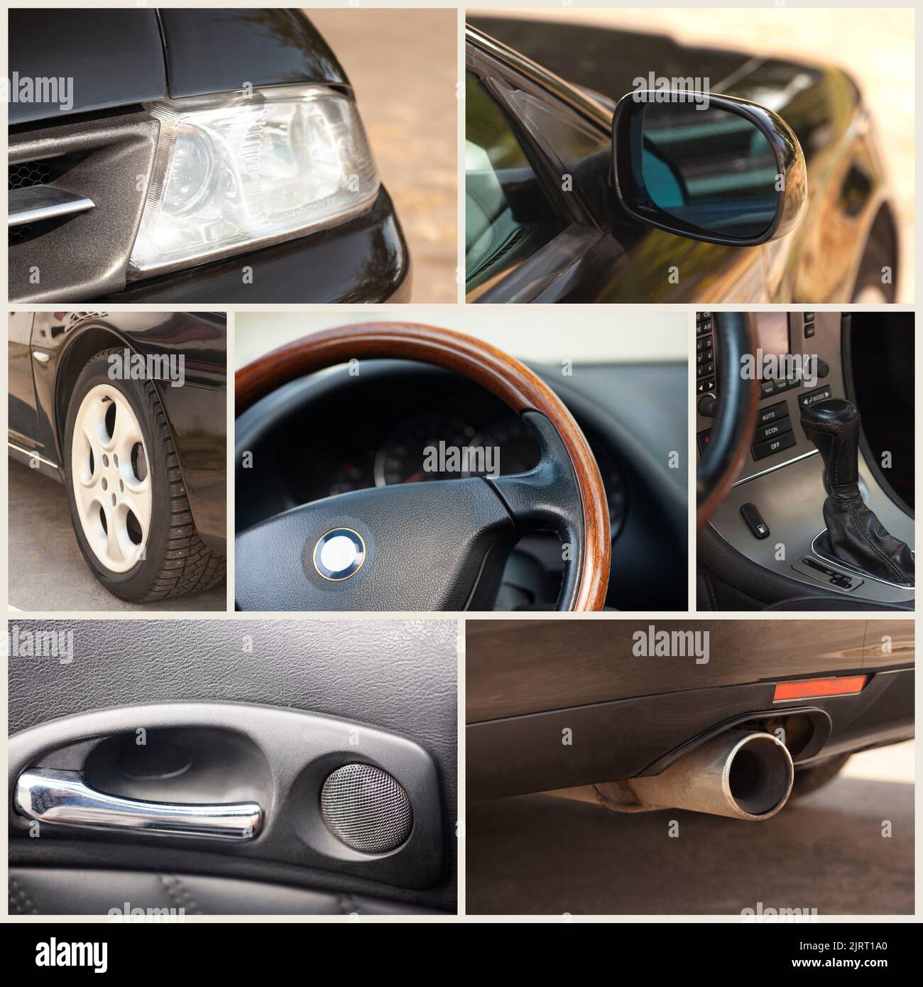 collage with car details, car interior Stock Photo - Alamy