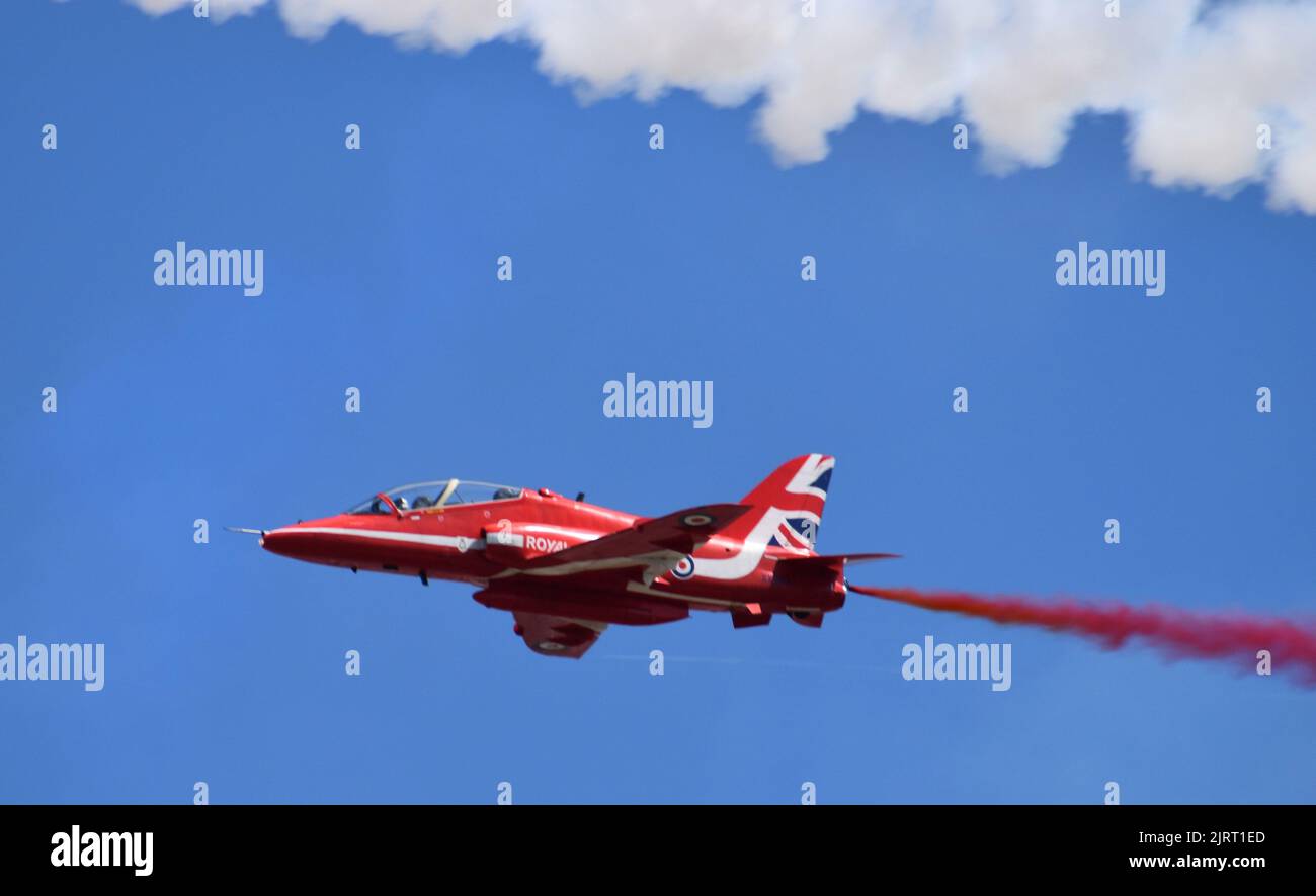 Spitfire with red arrows hi-res stock photography and images - Alamy