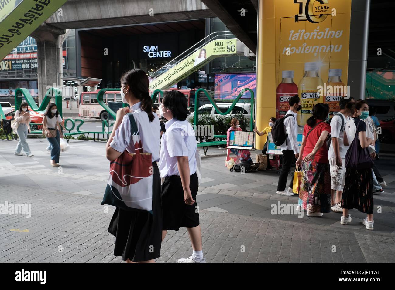 School Girls Students Siam Square Bangkok Thailand Stock Photo - Alamy