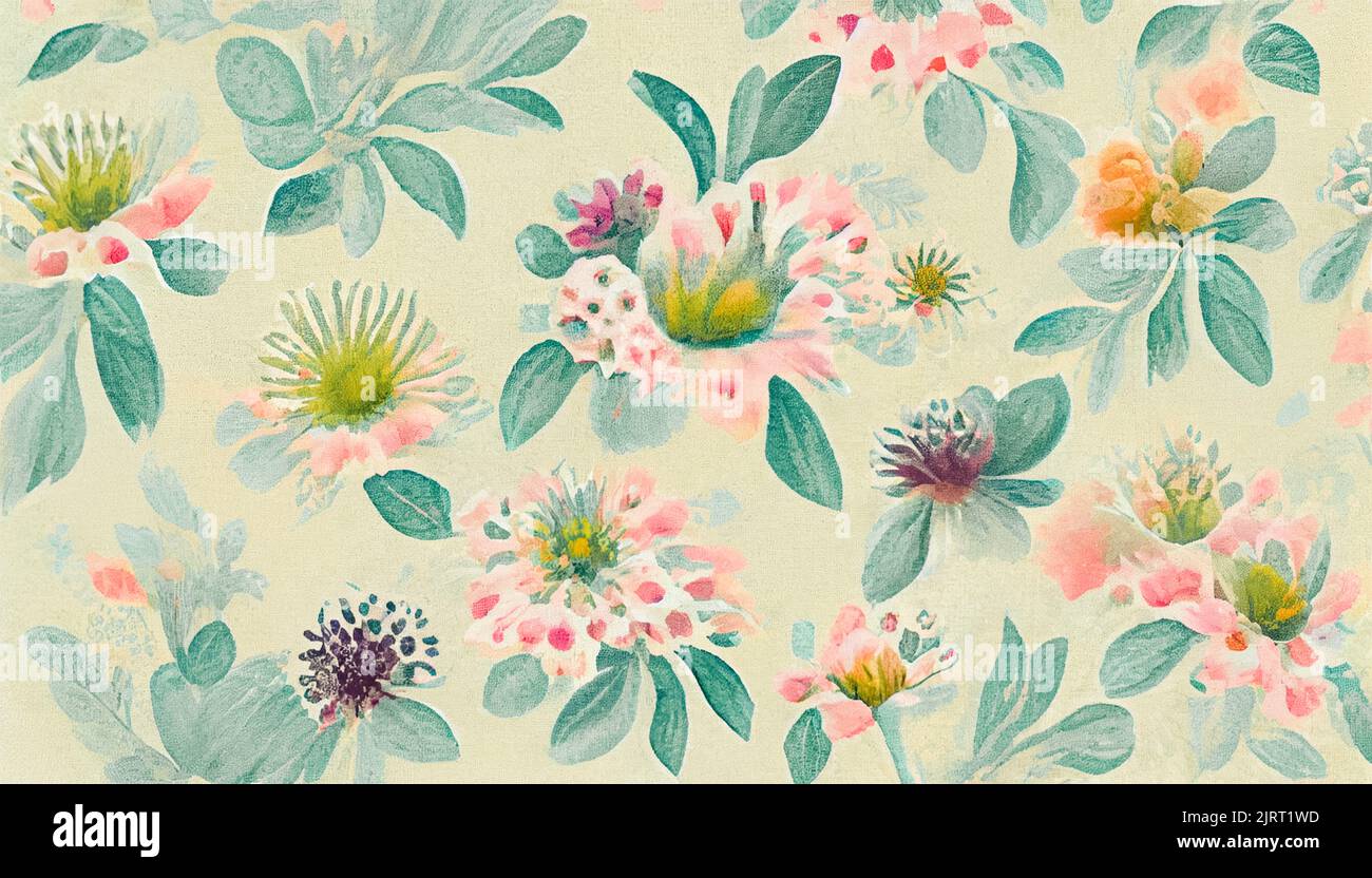 3D illustration Liberty Flower Pattern Floral Background Design For ...