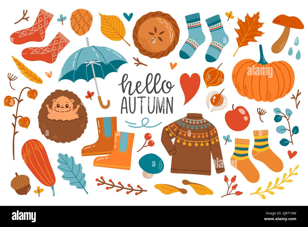 Autumn icons set fall elements vector illustration Stock Vector Image ...