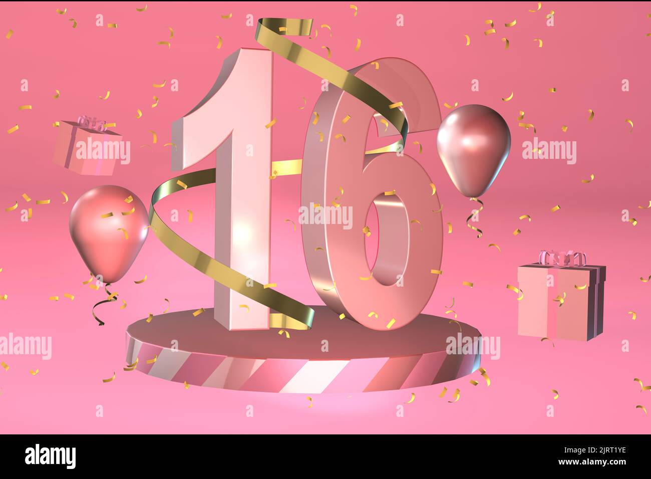 16th birthday background 3D rendered display suitable for 16 16th ...