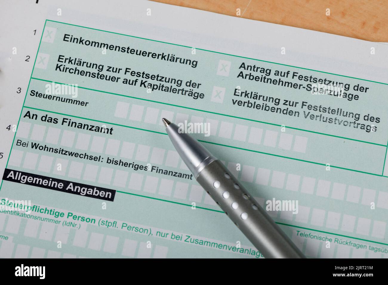Close-Up of a tax declaration with a pen Stock Photo - Alamy