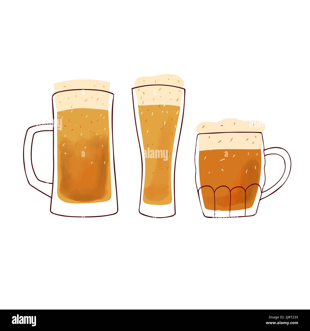 Mugs of beer stylized illustration illustration isolated on white ...