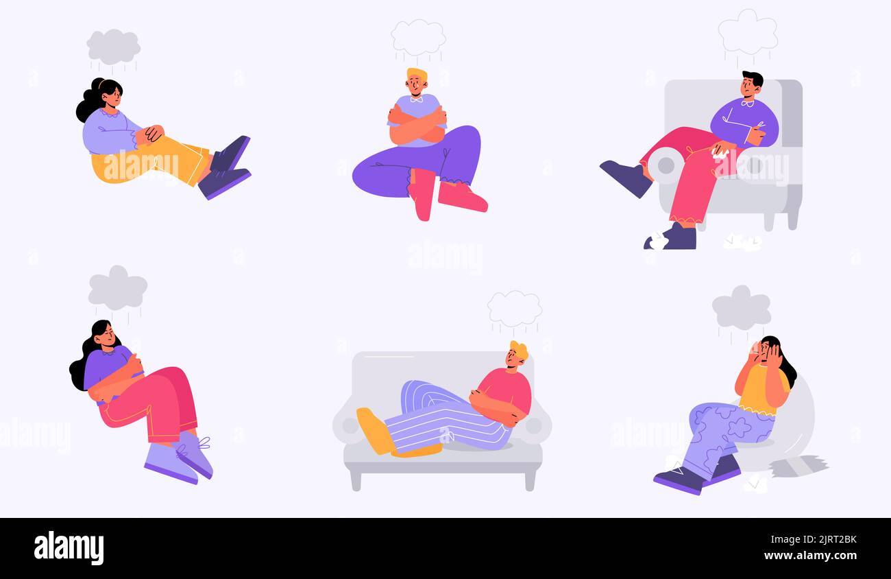 People with depression, sadness and mental health problems. Depressed ...