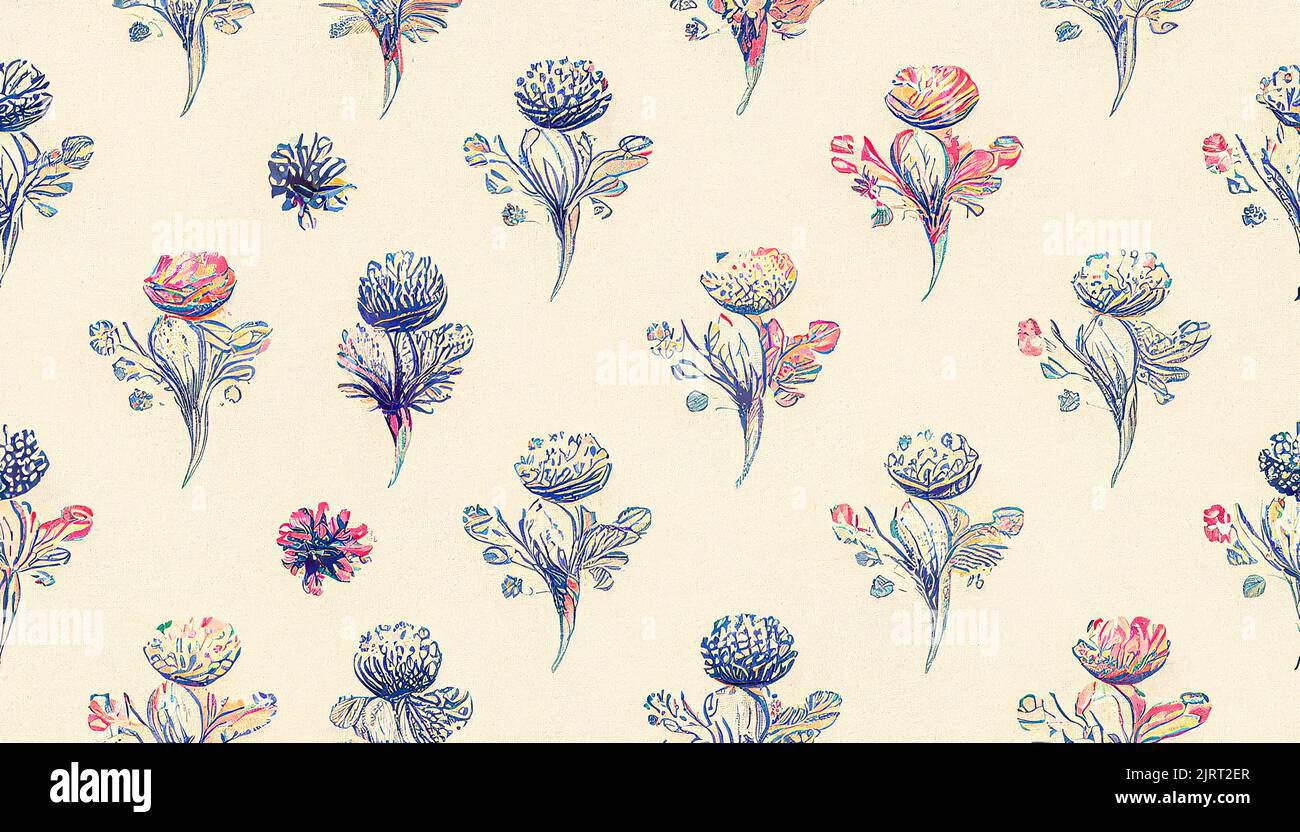 3D illustration Liberty Flower Pattern Floral Background Design For ...