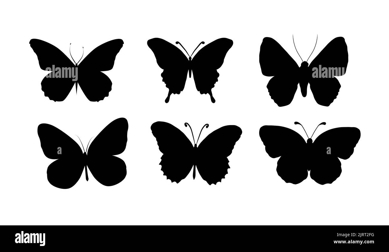 Silhouette of butterfly. Set of butterflies of different shapes ...