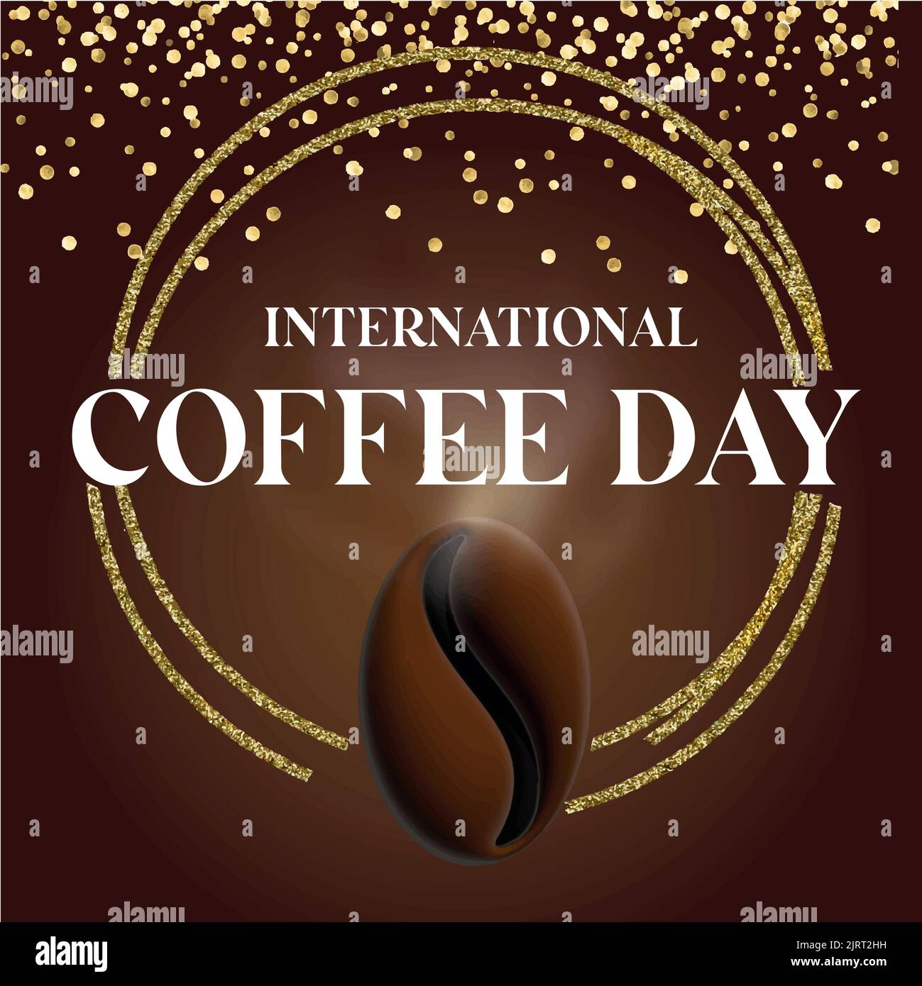 illustration coffee grain on brown color with golden texture and text ...