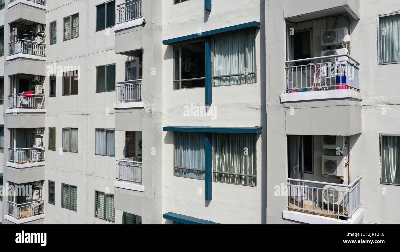 Close-up view of balconies of modern high rise apartment building Stock ...