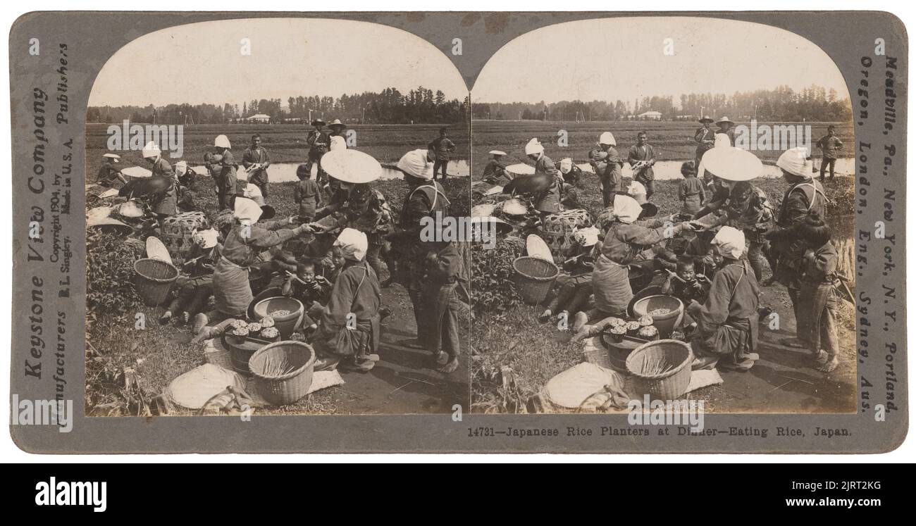 Japanese Rice Planters at Dinner - Eating Rice, Japan, 1905, Japan, by ...