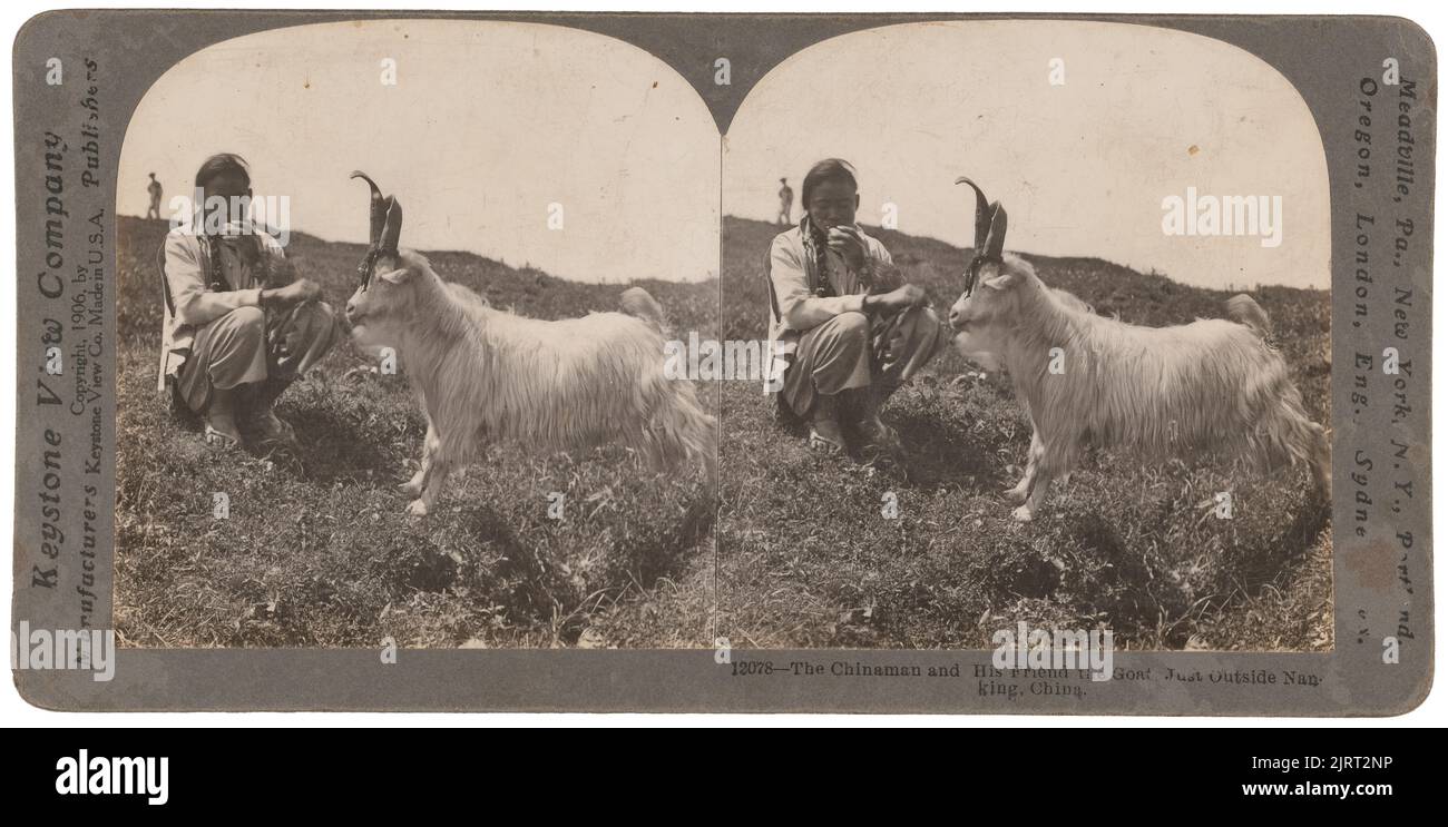The Chinaman and His Friend the Goat just outside Nanking, China, 1906 ...