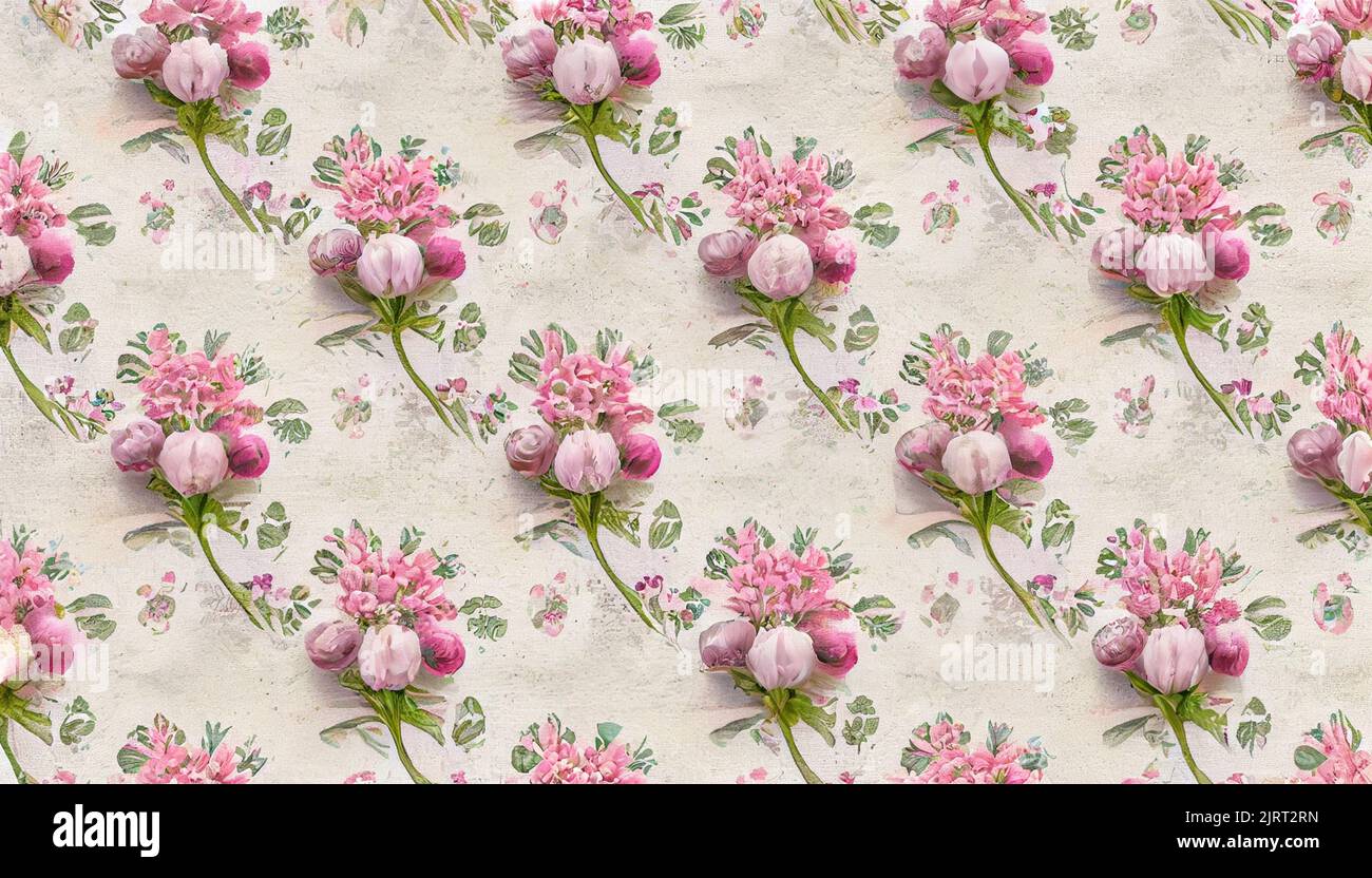 3D illustration Liberty Flower Pattern Floral Background Design For ...