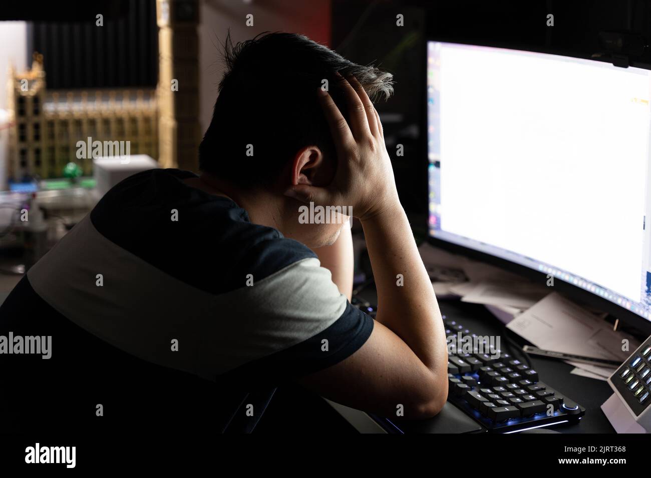 A closeupn shot of an overworked stressed person Stock Photo - Alamy