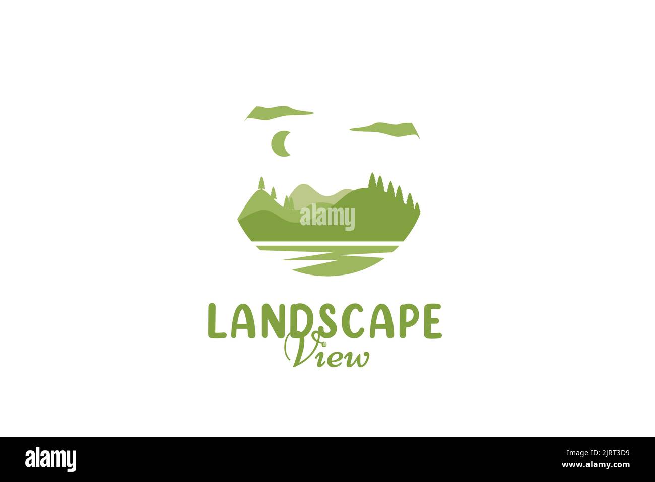 A green landscape view logo template on a white background Stock Vector ...