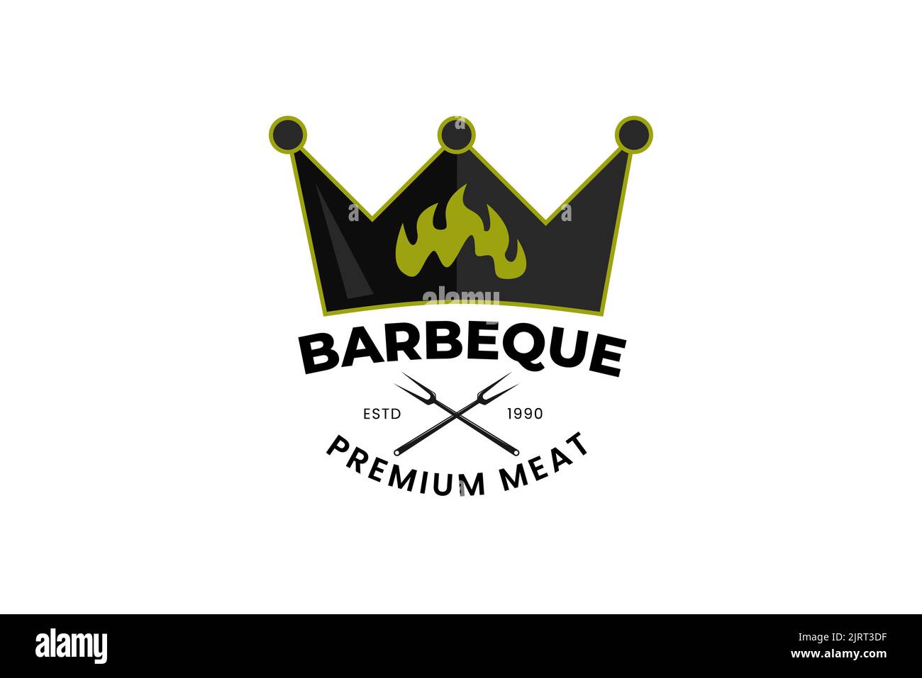 A barbecue fire in a crown logo template on a white background Stock ...