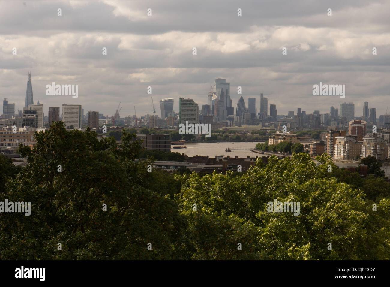 City view of London with river Thames skyscrapers skyline and boats in ...