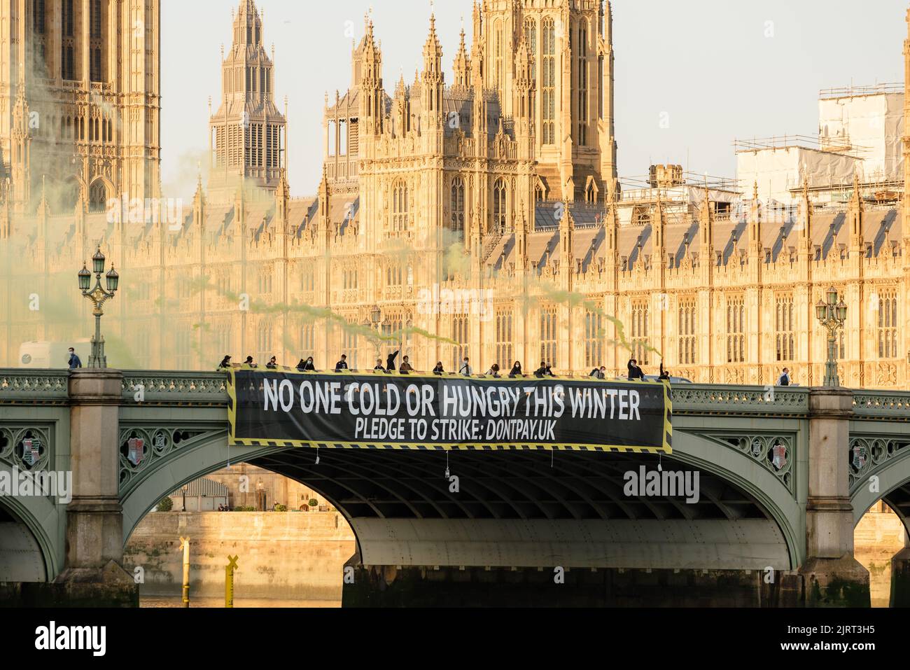 London, UK. 26th Aug, 2022. Don't Pay activists dropped a banner ...