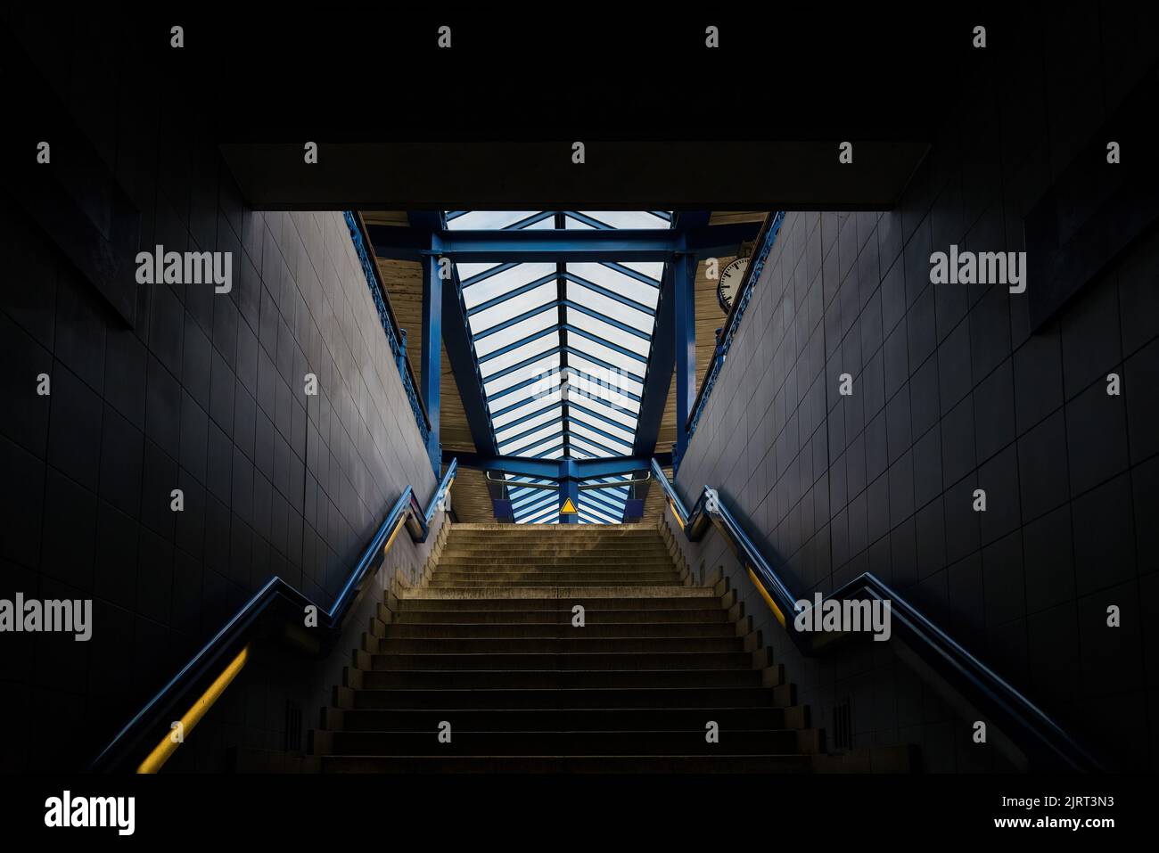 public staircase at station or mall for exit, entrance, emergency ...