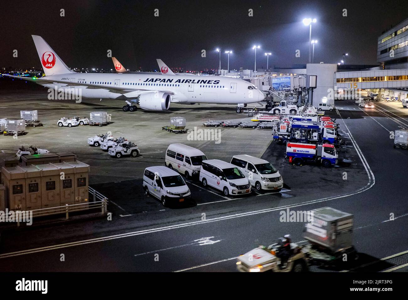 The Japan Airlines (JAL) airplanes seen at the Tokyo International ...