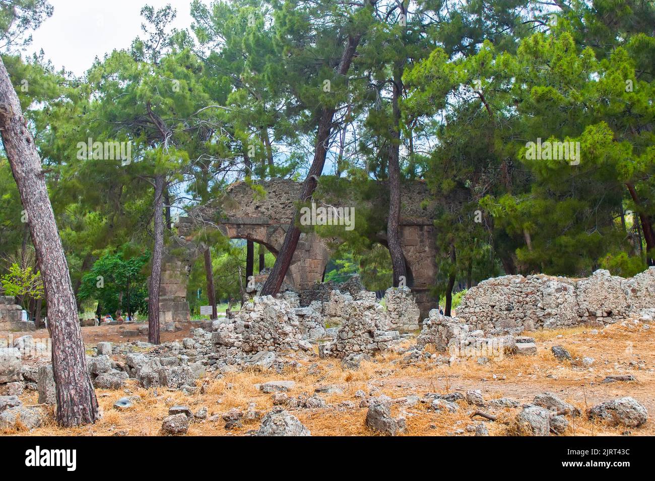 Stone aqueduct in the ancient Phaselis city. Ancient Phaselis ruins in ...
