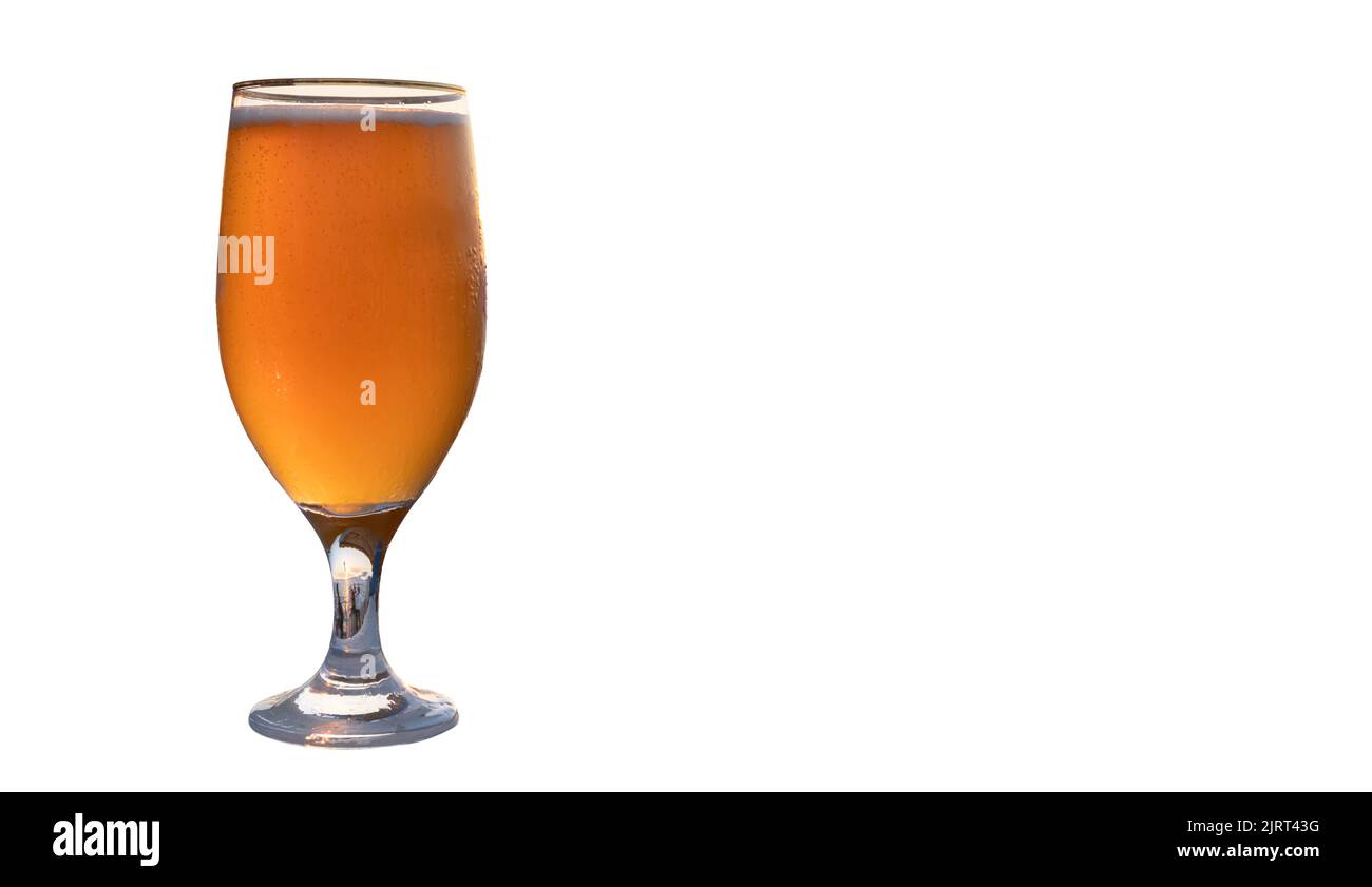 Glass of light cold beer isolated on white background Stock Photo - Alamy