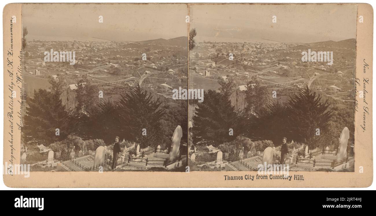 Thames, from Cemetery Hill, 1901, Thames, by A K Zimmerman Stock Photo ...