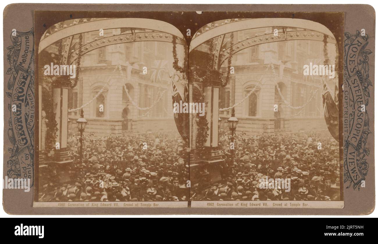 Coronation of King Edward VIII. Crowd at Temple Bar, 1902, London, by ...