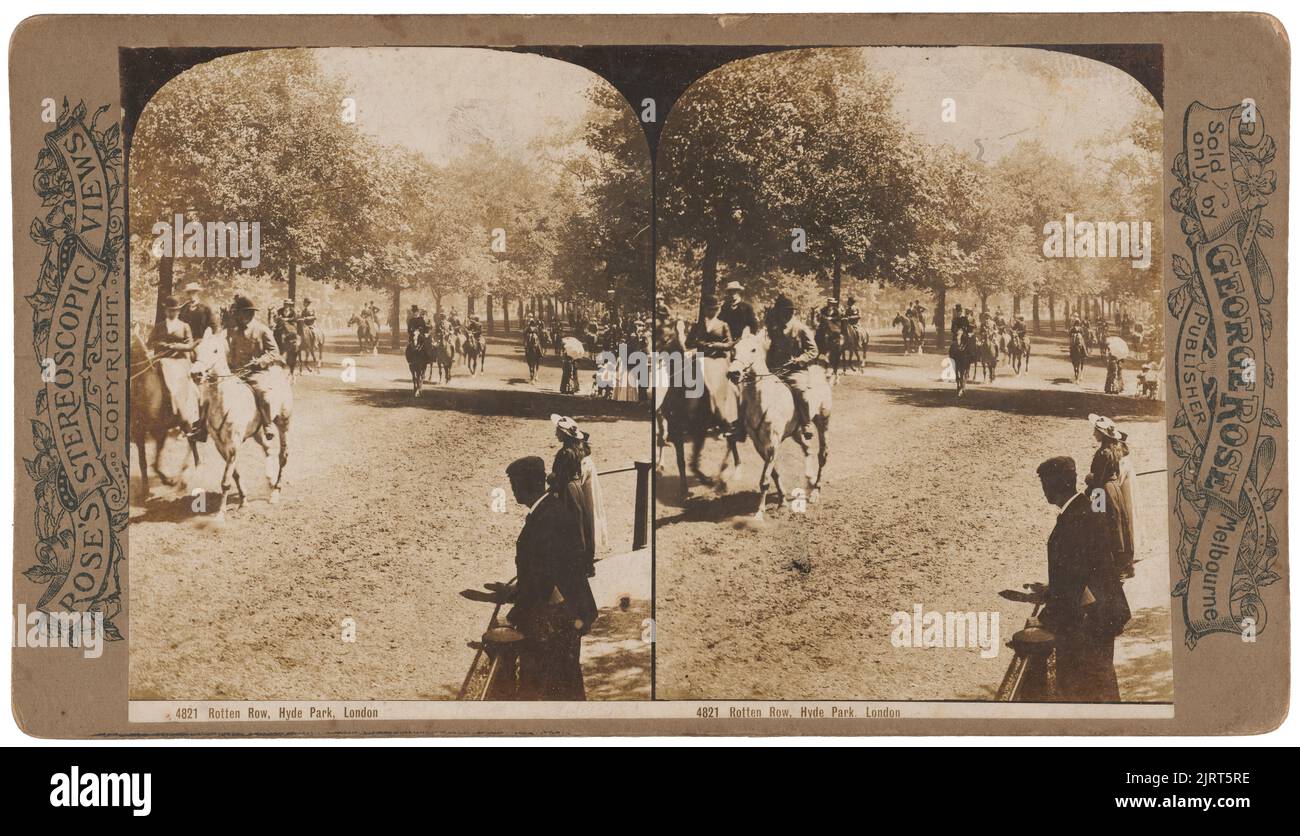 Rotten Row, Hyde Park, London, 1902, Hyde Park, by George Rose Stock ...