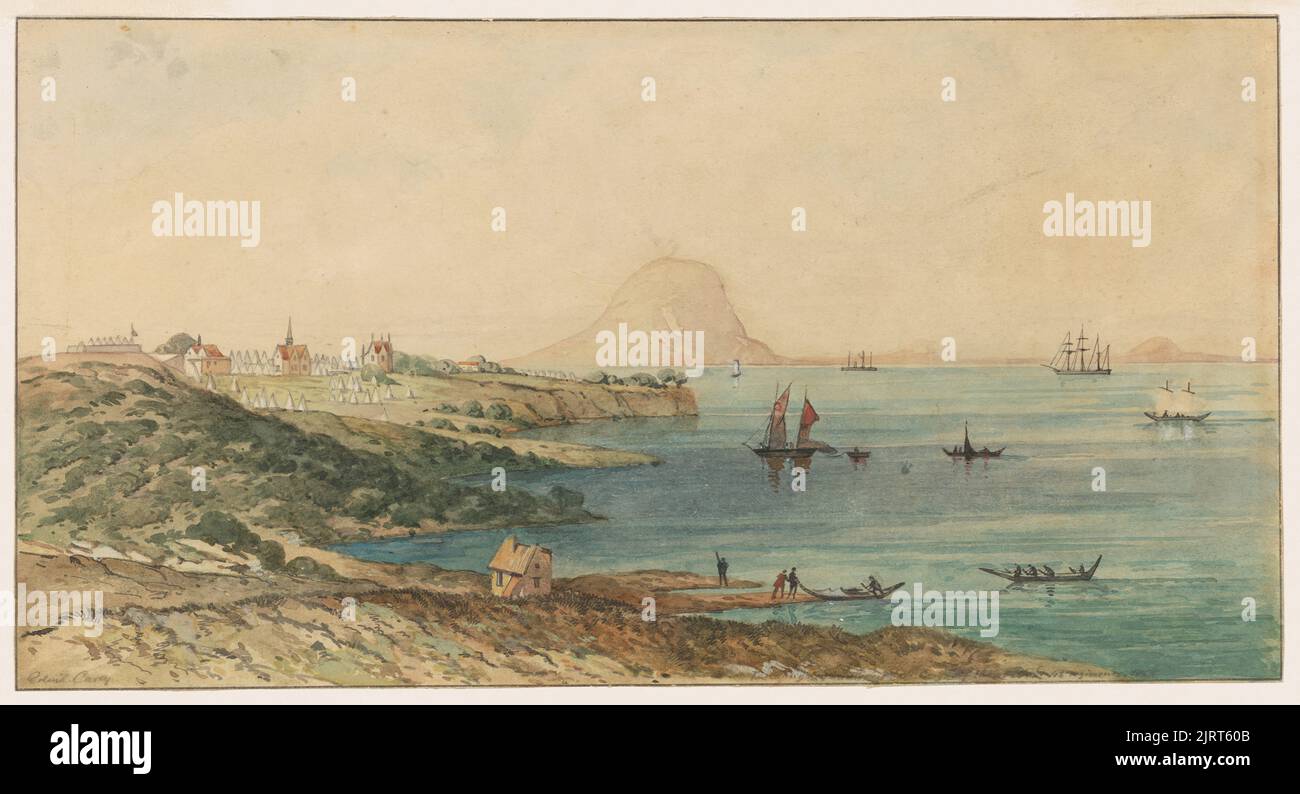 Tauranga Harbour and camp at 64th & 43rd regiments, 1863, New Zealand ...