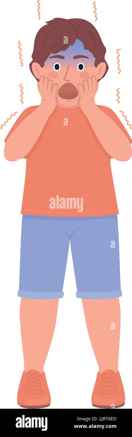 Little boy screaming in fear semi flat color vector character Stock ...