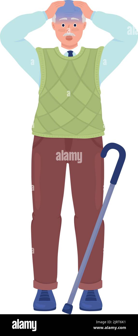 Old man with panic attack semi flat color vector character Stock Vector ...