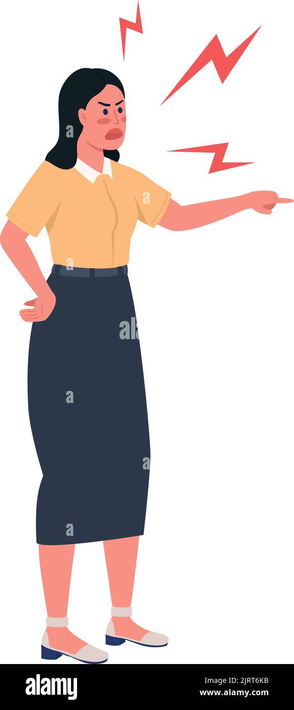 Angry woman shouting semi flat color vector character Stock Vector ...
