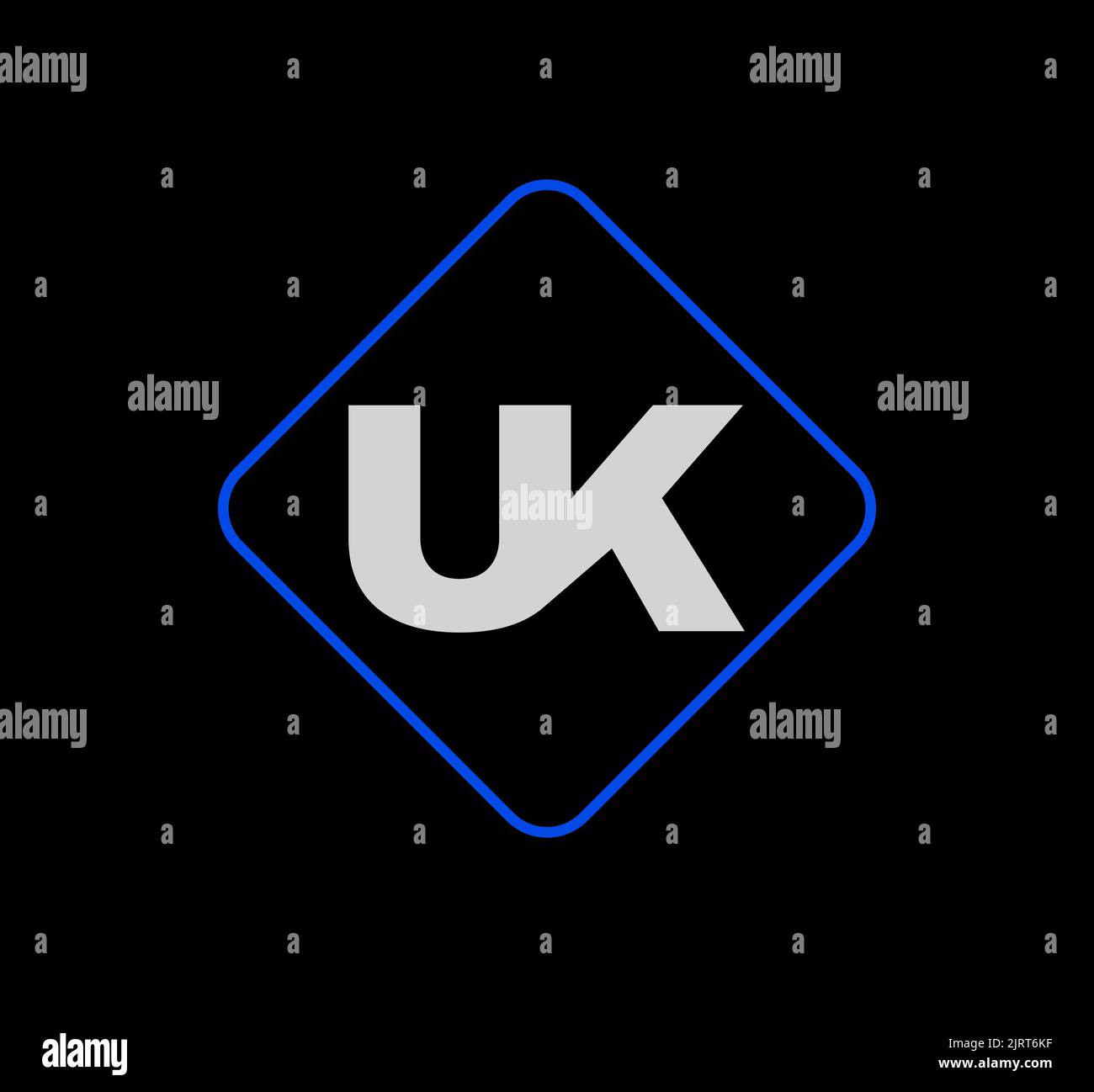 A company or a brand logo of UK letters on a dark background Stock ...
