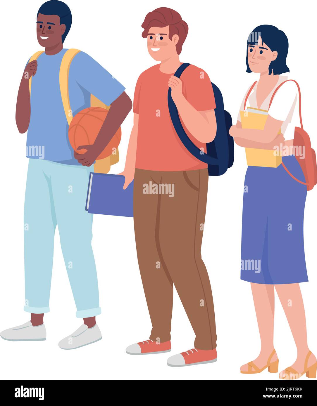 Positive students group semi flat color vector characters Stock Vector ...