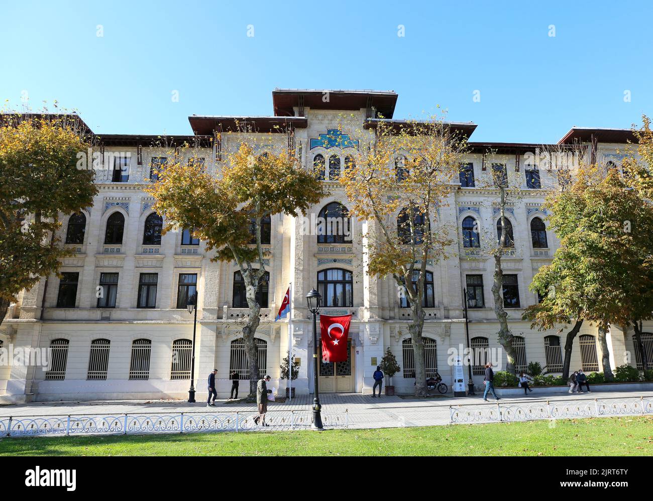 ISTANBUL,TURKEY-OCTOBER 30:People and Trees with Fall Colors in front ...