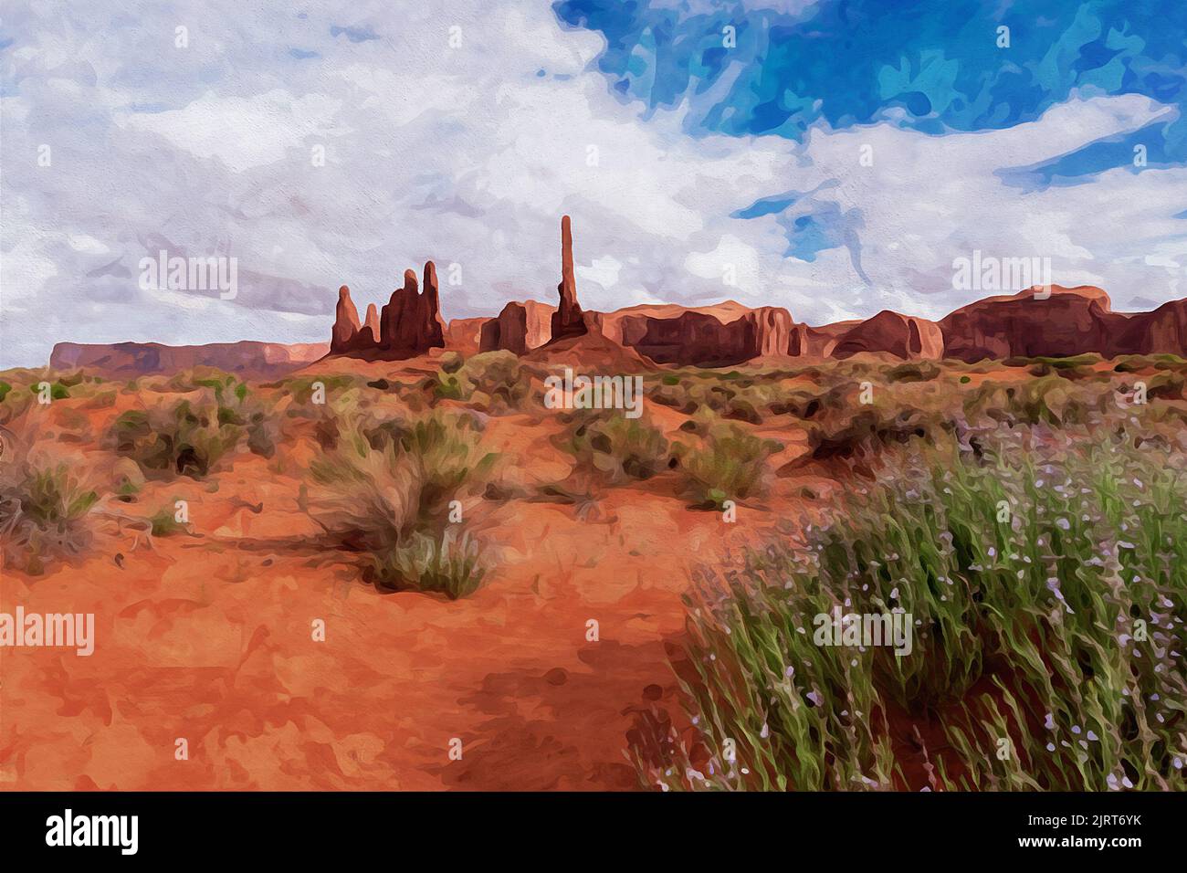 Digitally created watercolor painting of a tranquil southwest scene ...