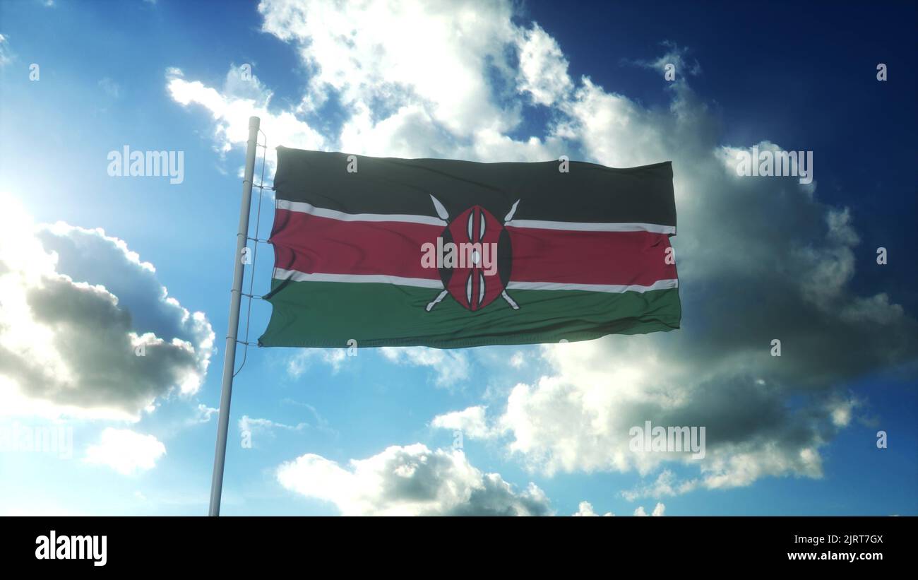 Beautiful kenya flag waving hi-res stock photography and images - Alamy