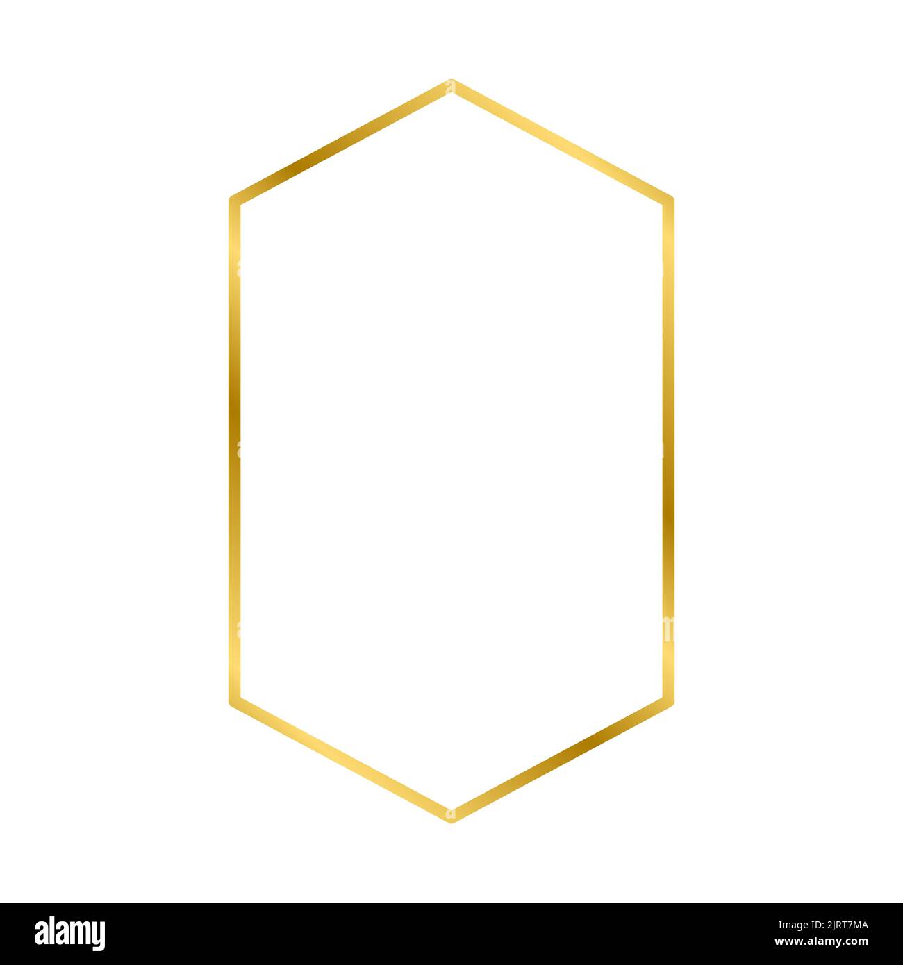 Gold shiny glowing vintage hexagon frame with shadows isolated on white ...