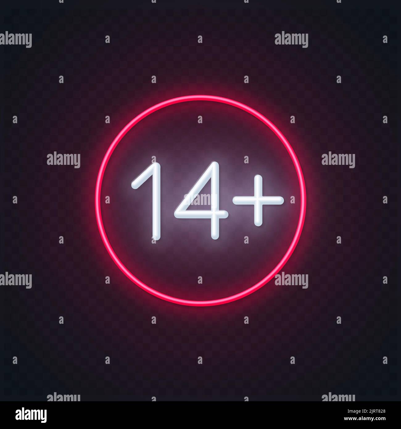 Neon sign of age limit 14 plus on a transparent background Stock Vector ...