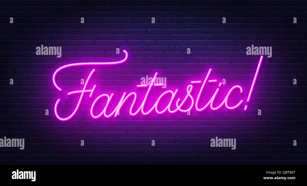 Fantastic neon sign on brick wall background Stock Vector Image & Art ...